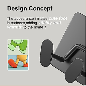 Shower Hooks for Inside Shower - Extra Sticky Stainless, Razor Holder Shower Accessories, Wall Mounted Self-Adhesive Double Hooks for Razor, Loofah, Towel, Shaver, Coat, Key, Matt Black, 4-Pack