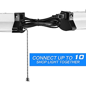 FAITHSAIL 4FT Linkable LED Shop Light, 50 W for Garage, 5600 LM 4 Foot LED Light Fixtures for Workbench, 5000K LED Workshop Light with Plug, Pull Chain, Hanging Mount - 1 Pack