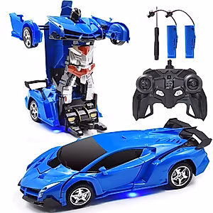 Jeestam RC Car Robot for Kids Transformation Car Toy, Remote Control Deformation Vehicle Model with One Button Transform 360°Rotating Drifting 1:18 Scale, Best for Boys and Girls (Blue)