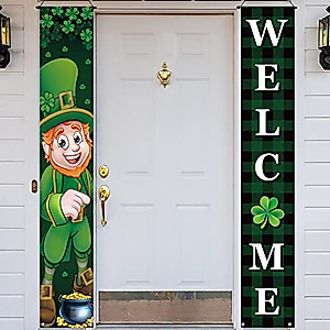 St Patricks Day Decorations Green Lrish Spirit Front Porch Weclome Sign Irish Shamrock Gnomes Banner St. Patrick's Day Decorations for Home Party
