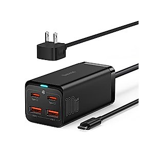 USB C Charger, Baseus 100W PD GaN3 Fast Wall Charger Block, 4-Ports [2USB-C + 2USB] Charging Station with 5ft AC Cable for Steam Deck,MacBook Pro/Air, USB-C Laptop, iPhone 13, Samsung Galaxy, etc