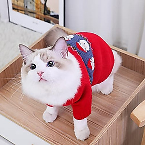 Anelekor Cat Sweater Rabbit Turtleneck Knitwear Puppy Sweatshirt Bunny Warm Clothes Soft Vest Shirt Small Animals Outerwear Christmas Holiday Pet Apparel (Small)