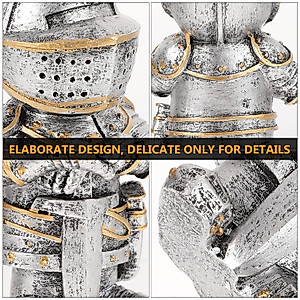 FOMIYES Knight Statue Medieval War Resin Crafts Axe Guard Dwarf Knight Desktop Mini Sculpture Decoration Mini Knight Sculpture Ornament for Home Office Bookshelf