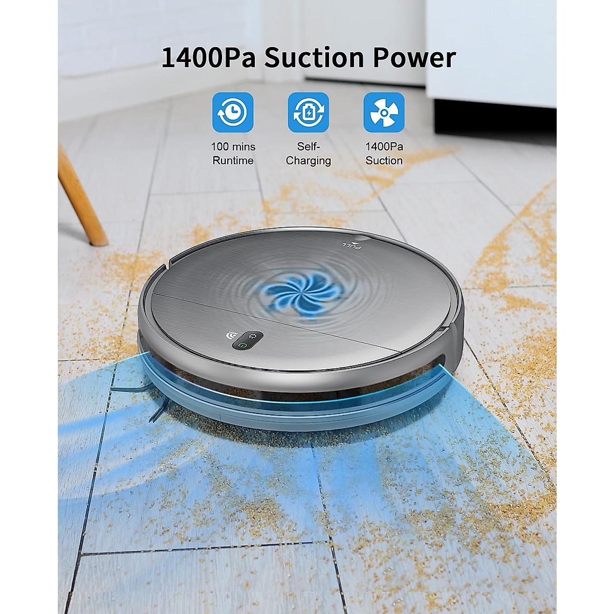 Robot Vacuum and Mop Combo, 2 in 1 Mopping Robot Vacuum Cleaner with Schedule, Wi-Fi/Voice/App, Strong Suction, Ease of Use, Self-Charging Robotic Vacuum, Slim, Ideal for Hard Floor, Pet Hair, Carpet
