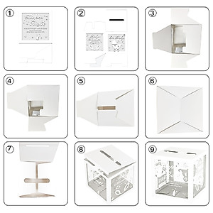 WNINK 50 Pcs Diaper Raffle Tickets with Box for Baby Shower, Diaper Raffle Card Gender Reveal Diaper Raffle Card Box for Baby Shower Games Diaper Raffle Box Party Decorations Table Centerpiece (White)