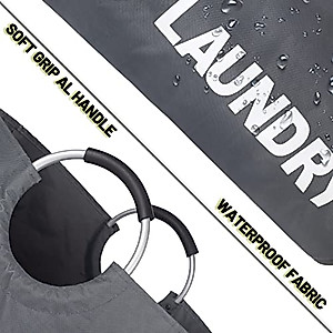 Twira 160L XX-Large Laundry Baskets, Laundry Hamper Stands Up Well, Laundry Bag with Padded Handles, Waterproof Laundry Basket Collapsible, Clothes Hamper for Bathroom, Laundry, College (Dark Grey)