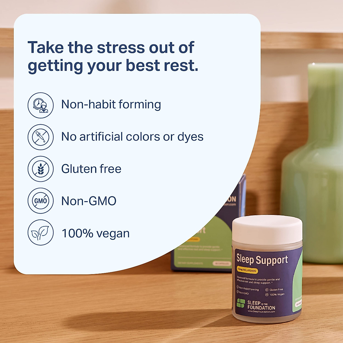 SLEEP IS THE FOUNDATION Sleep Aid with 2mg Melatonin - Sleeping Pills with GABA, L-Theanine & Chamomile - Non-Habit Forming Sleep Supplement, 60 Capsules