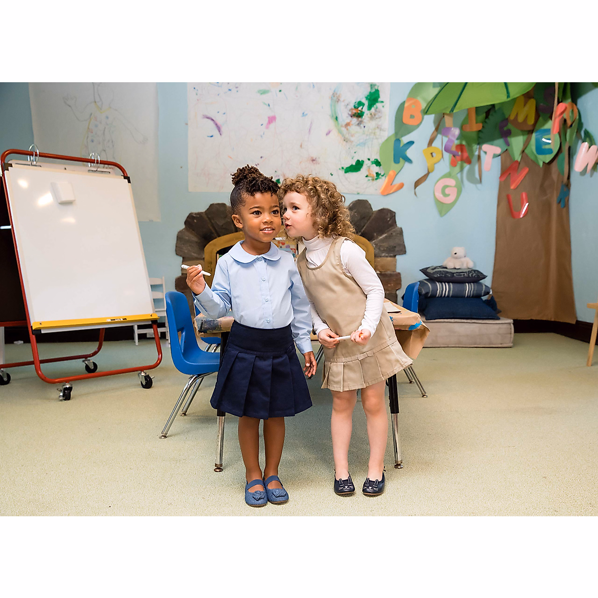 French Toast Girls' Big Pleated Ribbon Bow Jumper, Khaki, 7