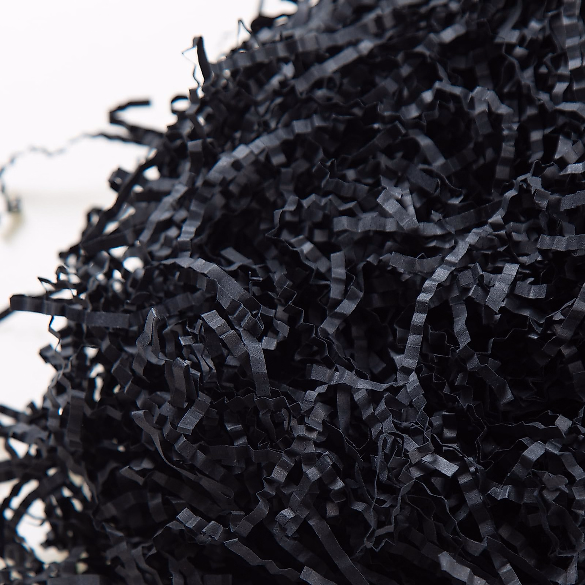 Gloreyan 1/2LB Crinkle Cut Paper Shred, Black Raffia Paper Sherd Filler Grass for Gift Wrapping Basket Filling Birthdays Weddings Party Supply