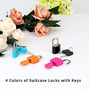 4 Pcs Suitcase Locks with Keys Multicolor Mini Keyed Padlock Febwind Metal Padlock Luggage Padlocks Plastic-Covered Copper Keyed Padlock for Suitcase, Backpack, Boxes, Laptop Bag