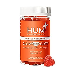 HUM Glow Sweet Glow Skin Supplement & Beauty Gummies - Hyaluronic Acid, Vitamin C + Vitamin E Gummies for Hydrated Skin - Collagen Gummies for Smooth Lasting Plump & Glowing Skin (60 Vegan Gummies)