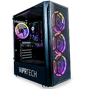 ViprTech Mutineer Gaming PC Desktop - Intel Core i7 (3.8GHz), GeForce GTX 1660 Super 6GB, 16GB RAM, 512GB NVMe SSD, RGB Keyboard Mouse Mousepad, WiFi, Bluetooth, Win 10 Pro, Streaming, Editing, Black