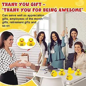 Liliful Large Christmas Thank You Rubber Ducks 5'' Yellow Bath Ducky Toy Thank You for Being Awesome Ducky Squeak Floating Duckies for Christmas Employee Appreciation Inspirational Gifts(6 Pcs)