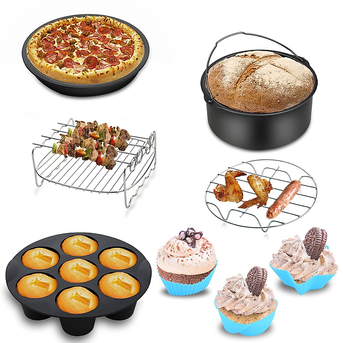 Air Fryer Accessories 12PCS for Gowise Gourmia Ultrean Ninja COSORI Power XL Air Fryer Fit all 5.3QT - 8QT Power Deep Hot Air Fryer