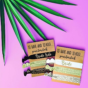 6 Pack of Bachelorette Party Favors | 1 'Bride to Be' and 5 'Tribe' Hair Ties| Pop Fizz Designs