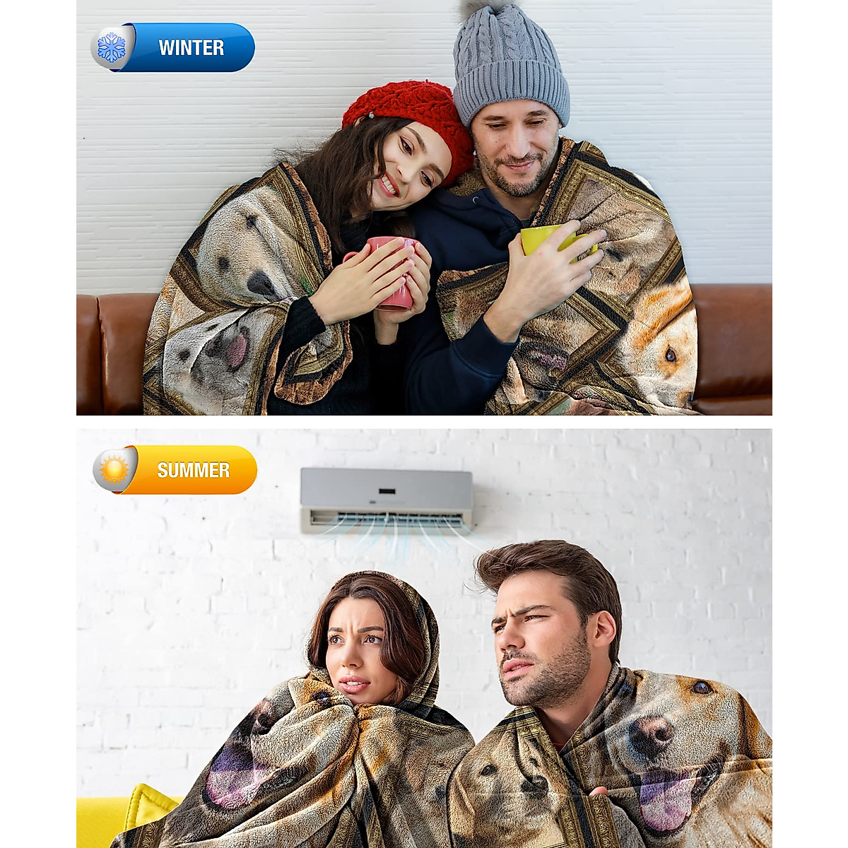 Golden Retriever ​Blanket - Fleece Throw Blanket for Couch Super Soft Cozy Bed Blanket Lightweight Plush Fuzzy lap Blankets and Throws for Sofa, 50 x 60 Inch, Gift for Dog Lover