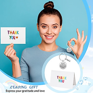 Yinkin 24 Pcs Thank You Keychain and Cards with Envelopes Gift Appreciation Employee Thank You Gifts Thank You Christmas Gifts Graduation Teacher Thanks Notes, Nurse Gift(Silver)