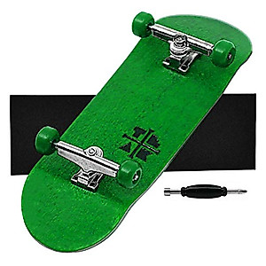 Teak Tuning Prolific Complete Fingerboard - Pro Board Shape and Size, Bearing Wheels, and Trucks - 32mm x 97mm Handmade Wooden Board - Four Wheel Clover Edition