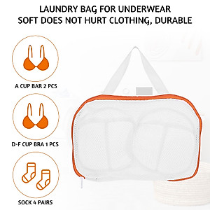 cobee 2 Pack Bra Laundry Bags for Washing Machine Lingerie, Mesh Wash Bag For Bras with Handle, Non-Deform 3D Protector Bra Laundry Bag for Women Underwear Brassiere Delicates A to C Cups(Orange)