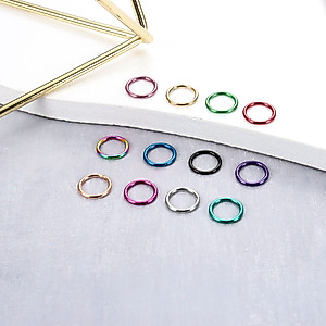 Drperfect 12 Pcs Septum Rings 316L Stainless Steel Cartilage Hoop Earrings Hinged Segment Clicker Septum Nose Rings Hoop Helix Daith Tragus Earrings Body Piercing for Women Men 16G 18G