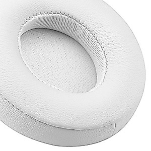 Geekria QuickFit Replacement Ear Pads for Beats Solo2.0 (B0534) On-Ear Headphones Earpads, Headset Ear Cushion Repair Parts (White)