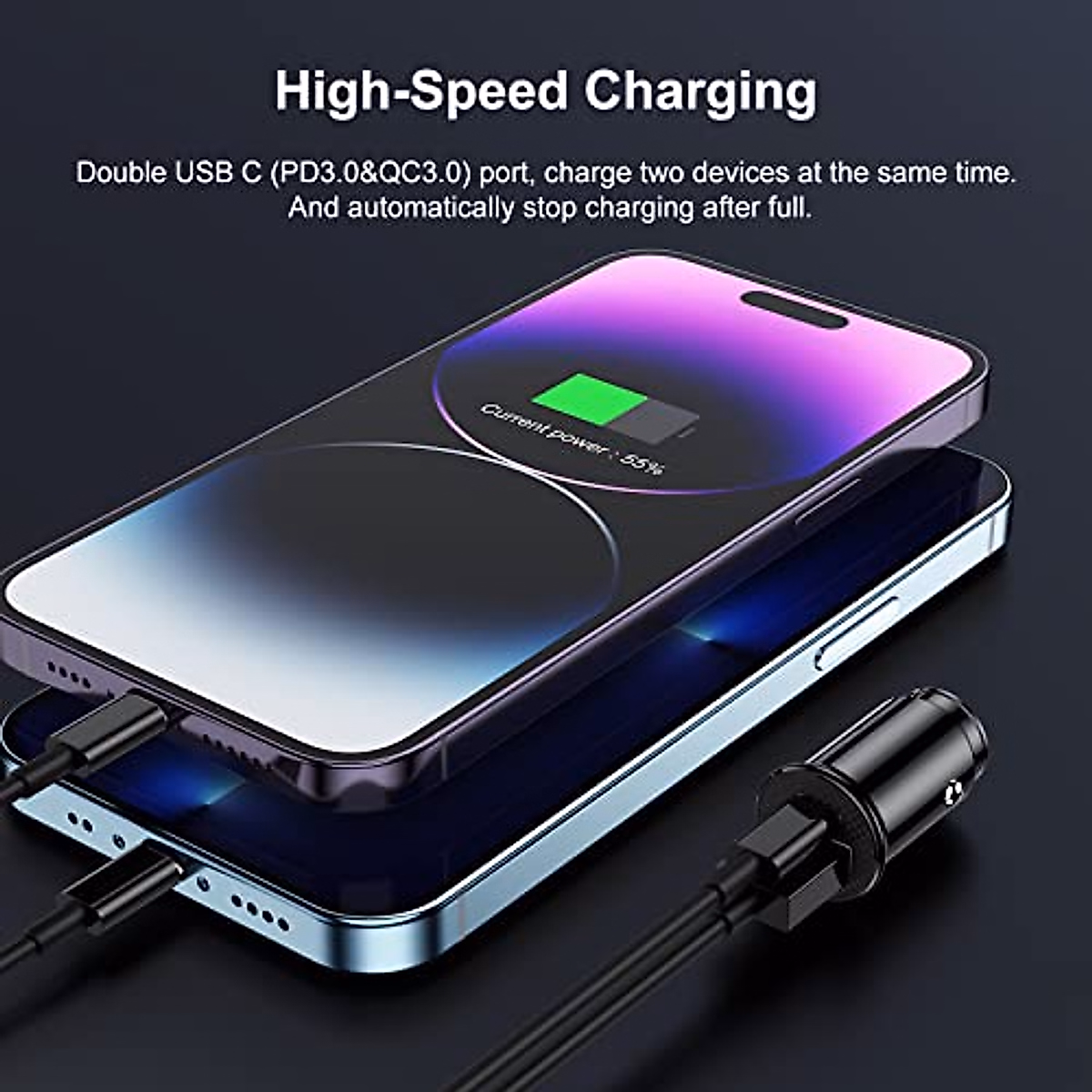 [Apple MFi Certified] iPhone Car Charger, USB car Charger Fast Charging Adapter with 2 Pack iPhone Cable 6ft,PD/QC 3.0 Type c car Charger for iPhone 14/13/12/11/Pro/Pro Max/XR/X 8/iPad/Airpods