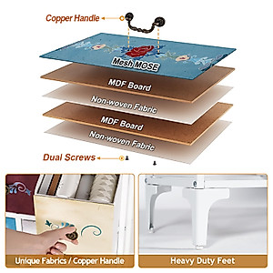 LYNCOHOME Boho Dresser for Bedoroom, Tall Dresser with 10 Drawers, White Chest of Drawers, Dresser Organizer for Closet, Entryway, Living Room, Nursery Room, Hallway