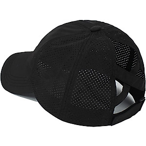 YAGOLD Womens Criss Cross Ponytail Baseball Cap Adjustable High Messy Bun Ponycap Hats Quick Drying Mesh Dad Hat for Outdoor Sports Travel Black