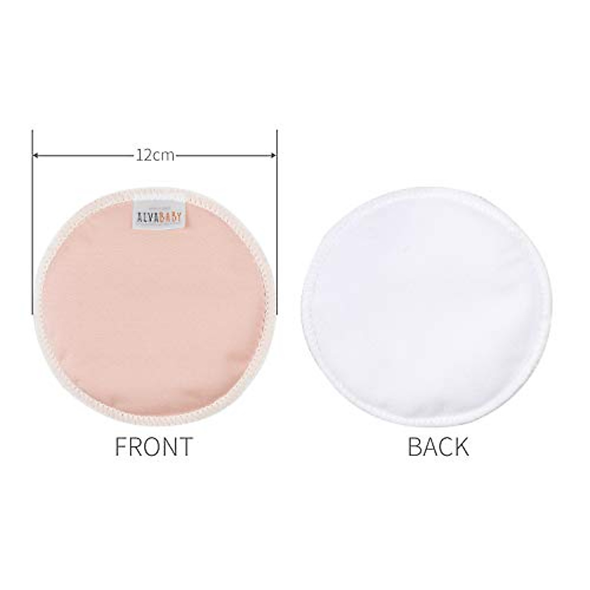 ALVABABY Suede Cloth Nursing Pads Washable Organic Breastfeeding for Mothers Suede Cloth Flat Bottom Soft Absorbent 4.72 Inch 14 Pieces of Multicolor Breast Pads 14RDS