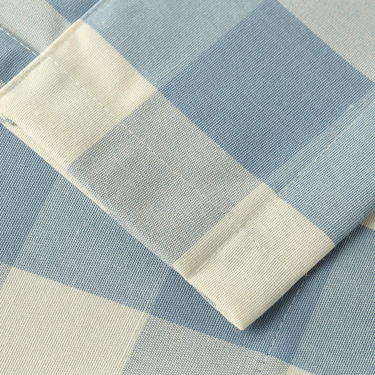 VOGOL Buffalo Check Valance for Windows, Blue and White Kitchen Garden Farmhouse Valance 18 Inch Long Rod Pocket Valance for Small Windows, One Panel