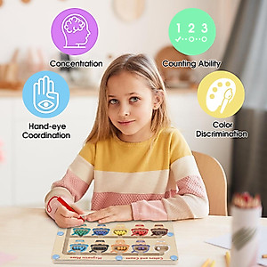 TOGORE Magnetic Color and Number Maze,Montessori Fine Motor Toys for Boys Girls 3 4 5 Years Old,Wooden Counting Matching Magnet Puzzles Board Games for Toddler