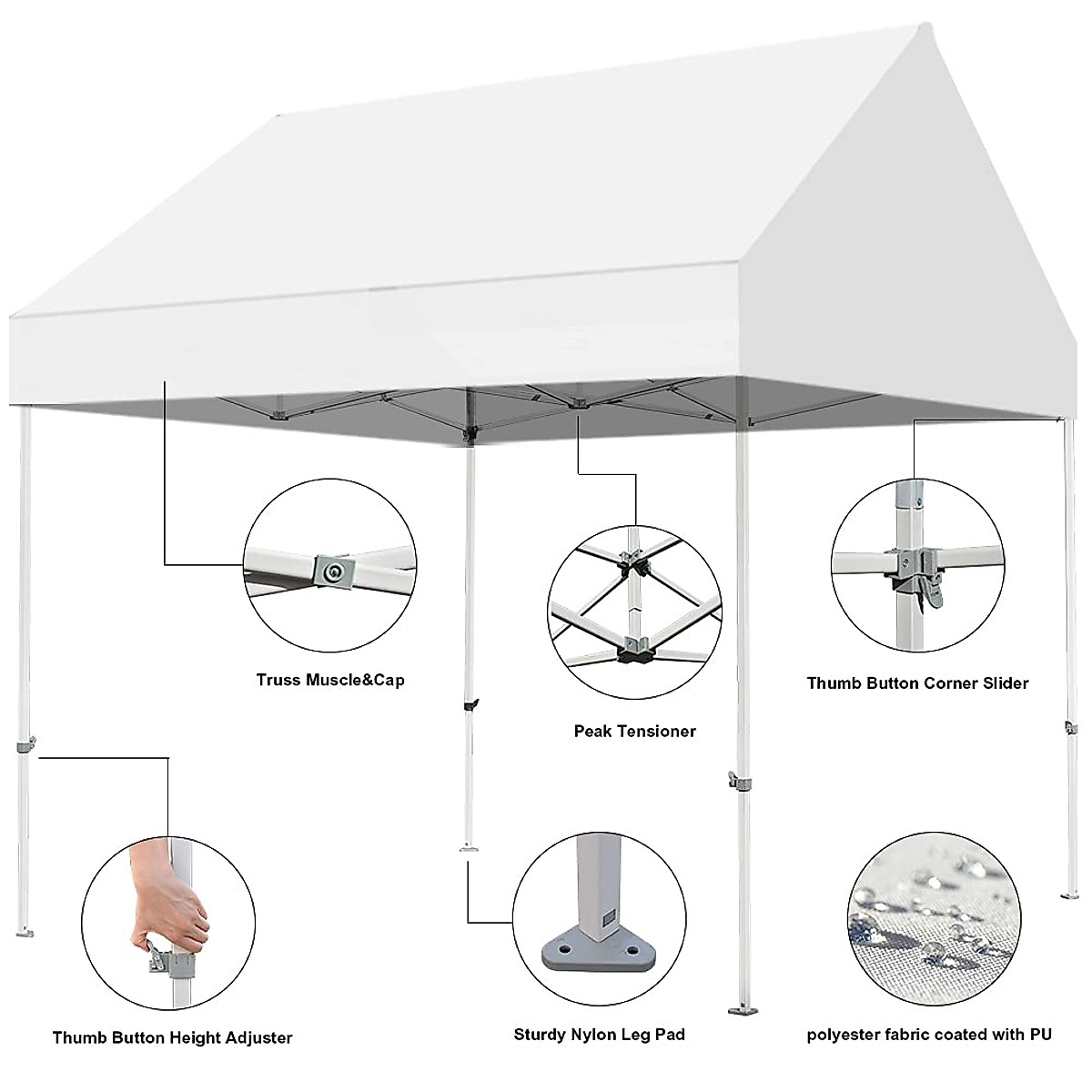 Eurmax USA Patented 10x10 Pop Up Canopy Tent Party Tent Commercial Instant Canopies Shelter with Heavy Duty Roller Bag,Bonus 4 Sand Bags (White)