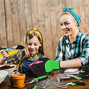 sungwoo Garden Tool Set 8 Piece, Heavy Duty and Lightweight Aluminium Alloy Tools with Ergonomic Handle, Storage Tote Bag, Gardening Hand Tools, Gardening Gifts for Women and Men Green