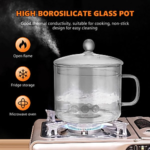 DOITOOL Glass Saucepan with Cover Glass Clear Pasta Instant Noodle Pot Pan Stew Cooker Baby Foods Milk Sauce Hot Pot with Lid Cookware