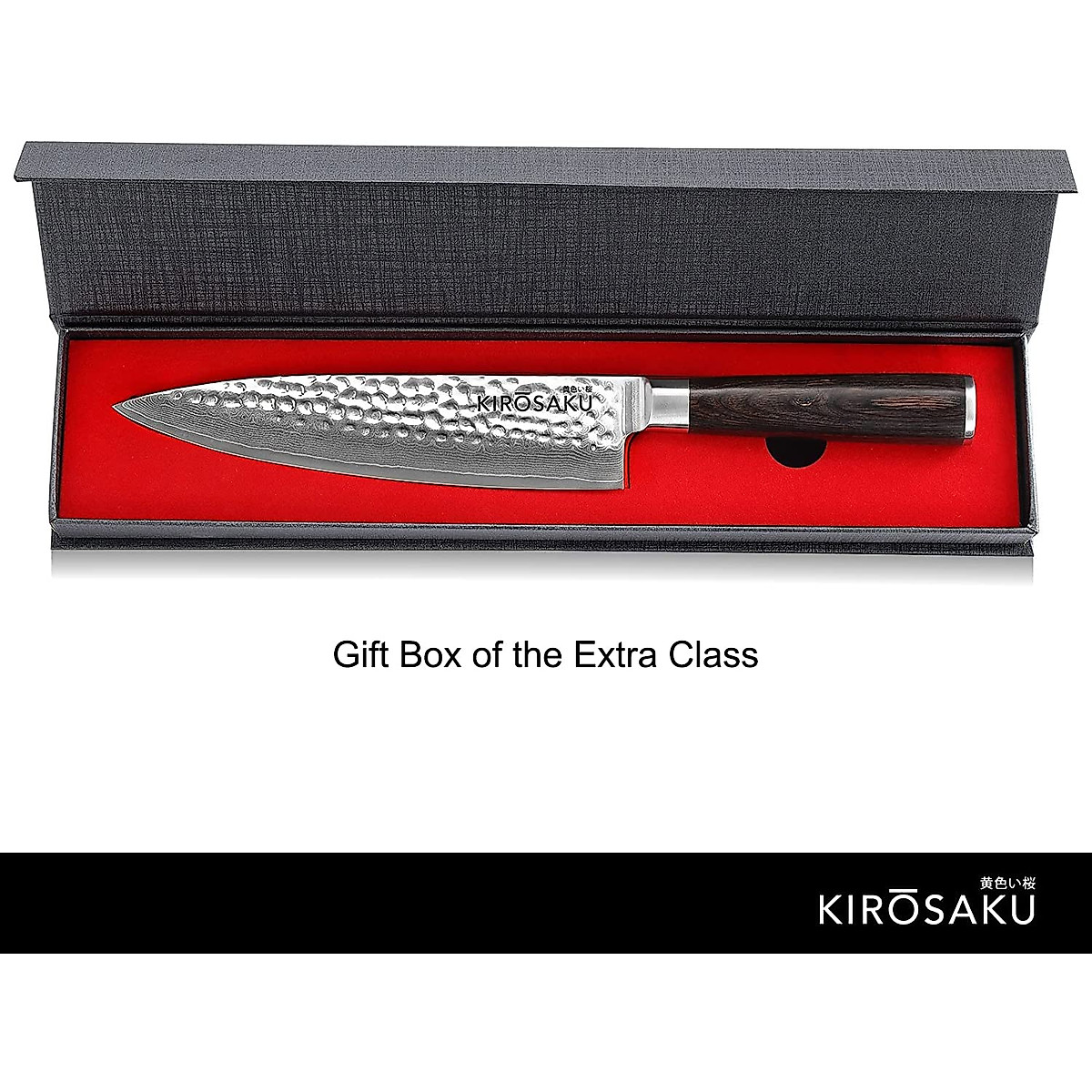 Kirosaku Premium Santoku Knife Damascus 20cm - Enormously Sharp Santoku Chef's Knife Made of The Best Damascus Steel - Damascus Kitchen Knife for a Fantastic Cutting Experience