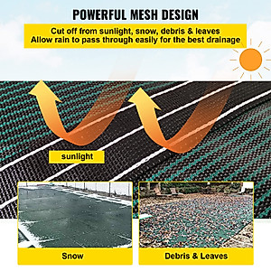 Happybuy Pool Safety Cover, Fits 16x32ft Rectangular Inground Winter Swimming Pools, with 4x8ft Center End Step, Triple Stitched, High Strength Mesh PP, Great Rain Permeability, Installation Hardware