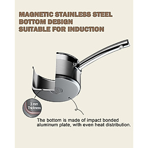 Cooks Standard Saucepan with Lid 18/10 Stainless Steel, 2-Quart Professional Sauce pot Mini Milk Pan, Oven Safe 500℉, Compatible with All Stovetops