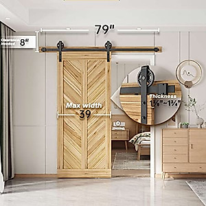 EaseLife 6.6 FT Sliding Barn Door Hardware Track Kit,Big Spoke Wheel,Heavy Duty,Slide Smoothly Quietly,Easy Install (6.6FT Track Kit for 36"~40" Wide Single Door)