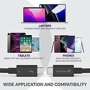 Fosmon [Intel Certified Thunderbolt 4 Cable 3.3 ft, Support 8K Display, 40Gbps Data, USB-C USB-PD 3.0 100W Charging for USB4, iPad Pro, MacBook Pro Air