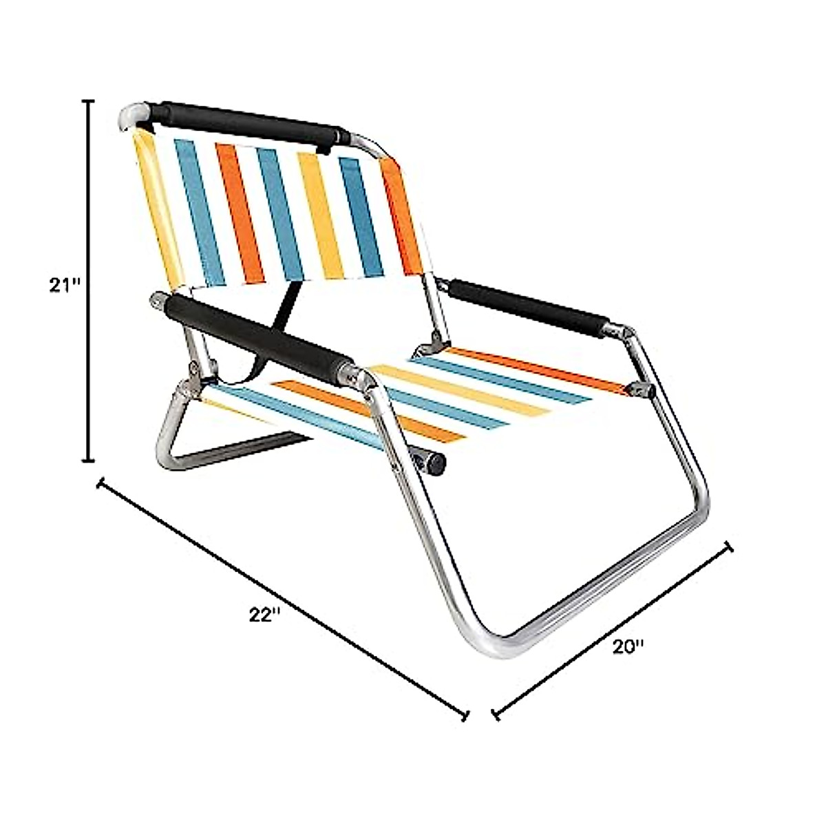 2 Pack of Neso Lightweight Water Resistant Beach Chairs with Shoulder Strap and Slip Pocket - Folds Thin (Vintage Stripes)