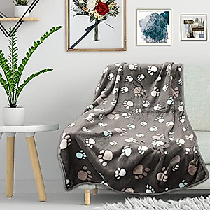 Rezutan Upgraded Dog Blankets for Large Dogs, 3 Pack Dog Cat Flannel Blankets Washable, Soft Pet Mat Throw Cover for Kennel Crate Bed, Cute Paw Pattern, Dog Blanket, Pet Blanket 31" x 41"