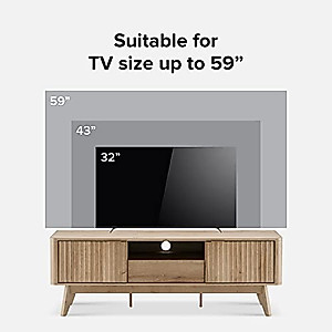 mopio Brooklyn Mid-Century Modern 57" TV Stand with Drawer, for TVs up to 59” Waveform Panel, Sleek Curved Profile with Adjustable Shelf and Sturdy Box Frame Leg (Golden Oak, 57")