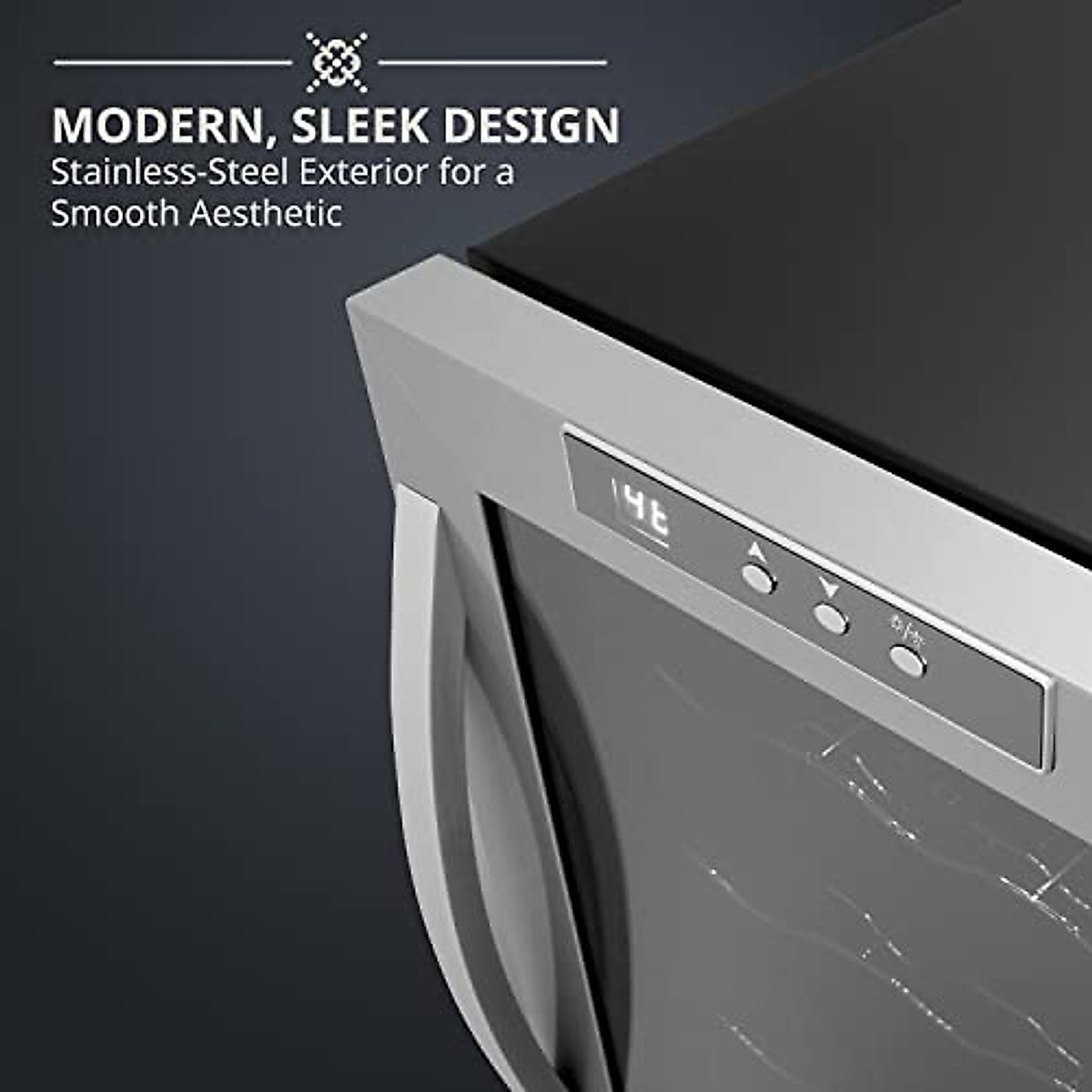 Schmécké 12 Bottle Thermoelectric Wine Cooler/Chiller - Stainless Steel - Counter Top Red & White Wine Cellar w/Digital Temperature, Freestanding Refrigerator Smoked Glass Door Quiet Operation Fridge