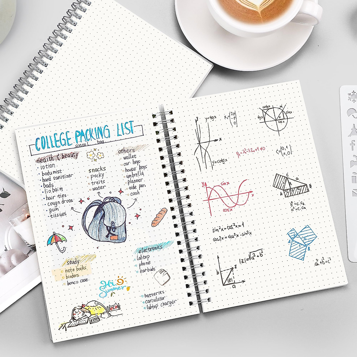 RETTACY Dot Grid Notebook Spiral 3 Pack- Bullet Dotted Journal Spiral Notebook,480 Pages Total,100gsm Thick Paper,5.7" x 8.3"