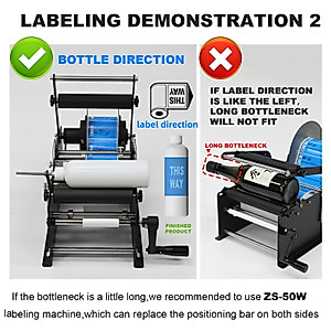ZONEPACK Upgraded Manual Labeling Machine Label Applicator Bottle Labeler Sticker Label Printer Packing Machine with Handle for Round Glass Plastic Metal Bottle etc…