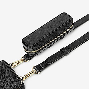 ZVE Detachable Leather Zipper Small Purse Pouch Bag Carrying Coins Keys for Women Men - Black