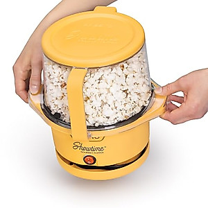 Presto 05206 Showtime Gourmet Oil Popcorn Popper - 9-Cups, Built-In Serving Bowl, Compact Design, Ceramic Nonstick, PFAS Free, Yellow