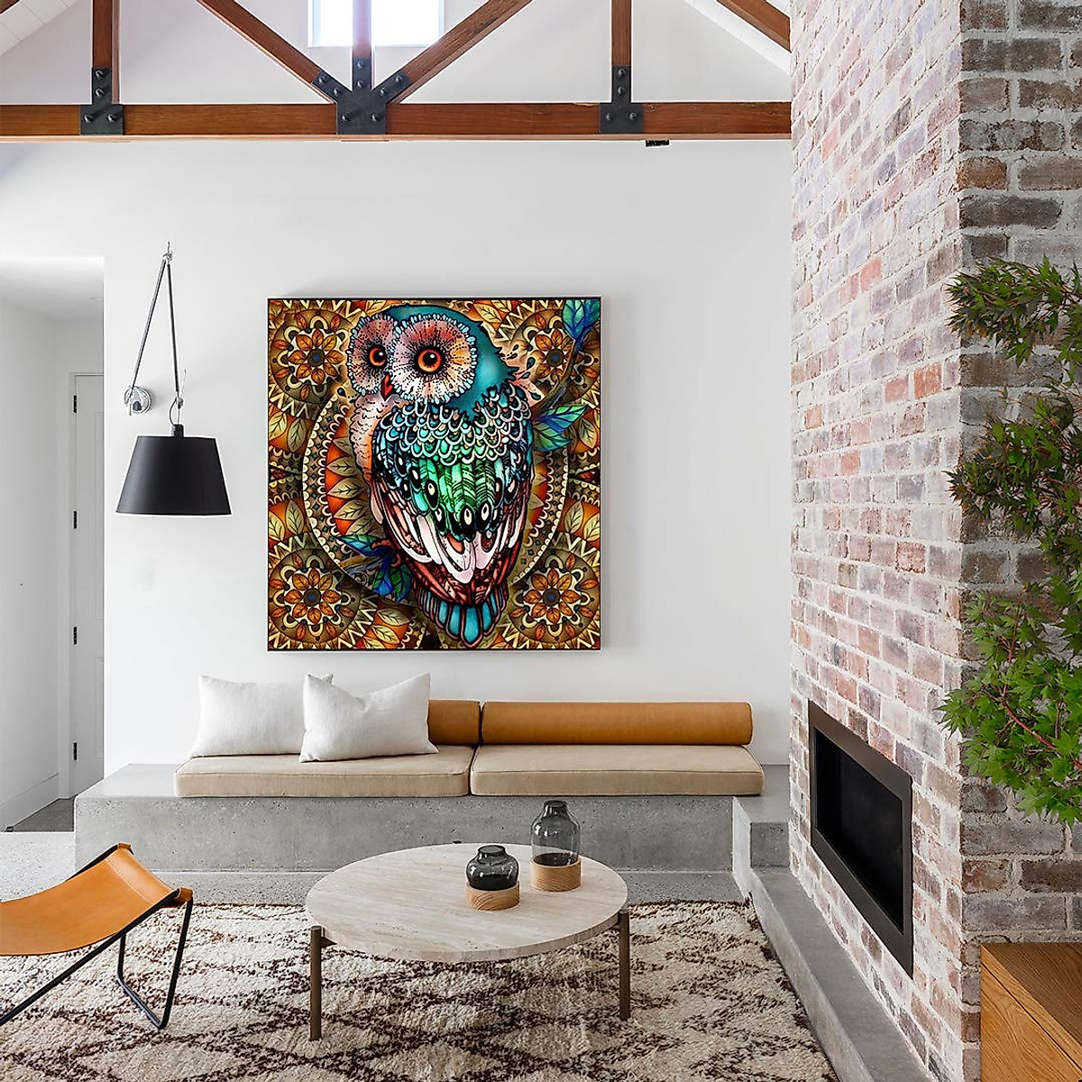 Cenda Diamond Painting Kits for Adults Kids, 5D DIY Owl Diamond Art Accessories with Round Full Drill for Home Wall Decor - 11.8×11.8Inches