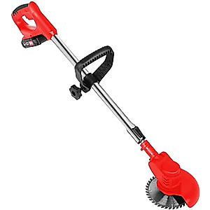 Electric Cordless Weed Wacker,24V 2Ah Battery Powered Weed Eater with 2 Batteries and 3 Types Blades,Lightweight and Powerful String Trimmer for Yard and Garden(RED)