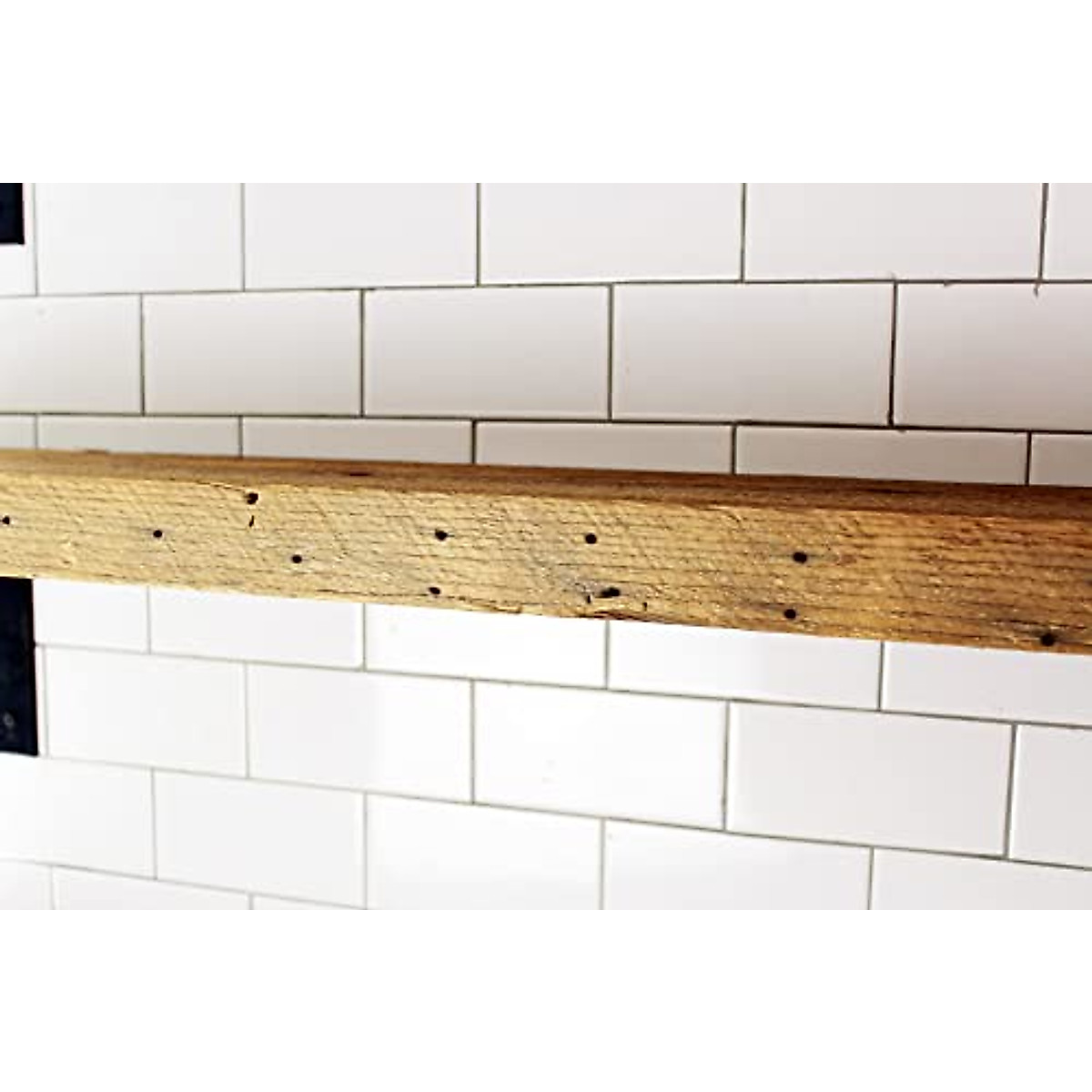 Modern Timber Craft Reclaimed Wood Wall Shelves | 2" Thickness | 42" L x 6" D | Easy-to-Install | Steel Angle Shelf Brackets Included | Rustic Decoration
